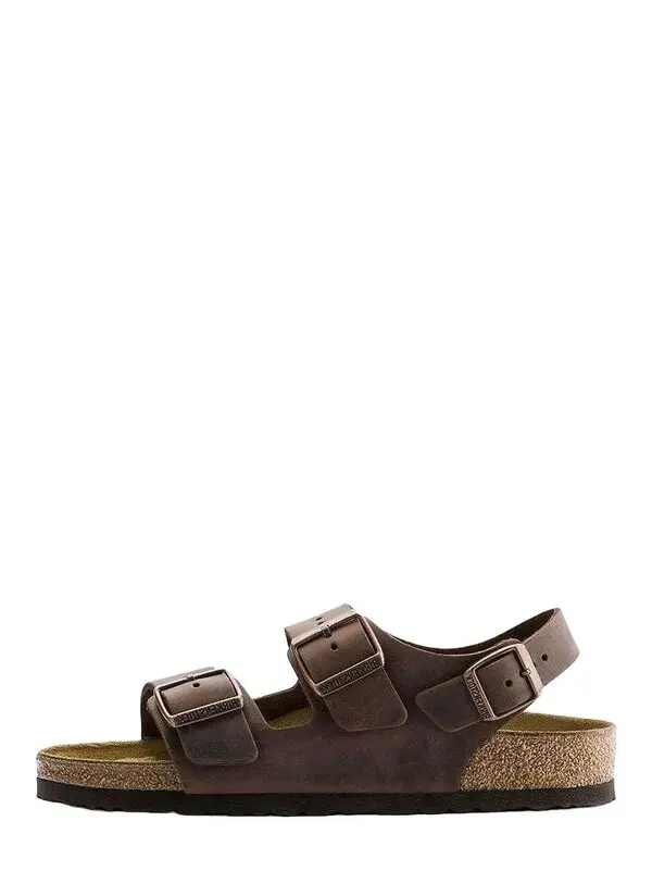 BIRKENSTOCK Milano Oiled Leather Sandals - Brown