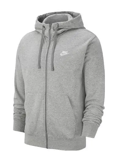 Nike Logo Print Zip-up Hoodie - Grey