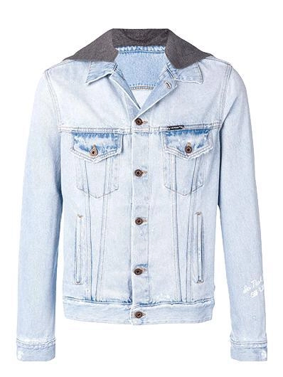Off-White Hooded Denim Jacket - Multi-color