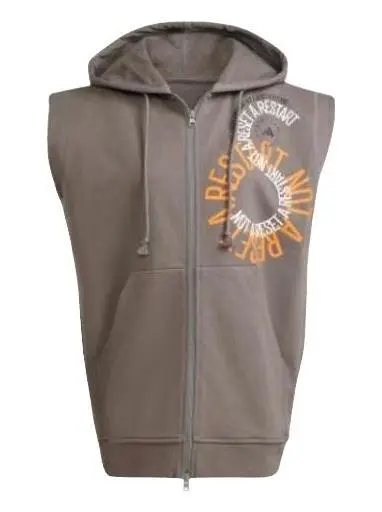 Adidas Sleeveless Zip-up Hoodie - Faded Grey Four