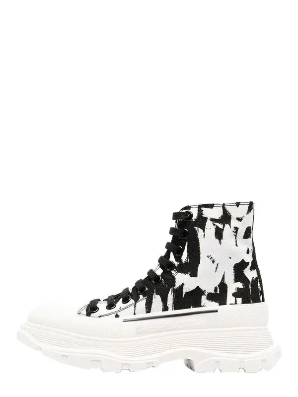 Alexander McQueen Graffiti Tread Slick Boots 'white Black - White/black