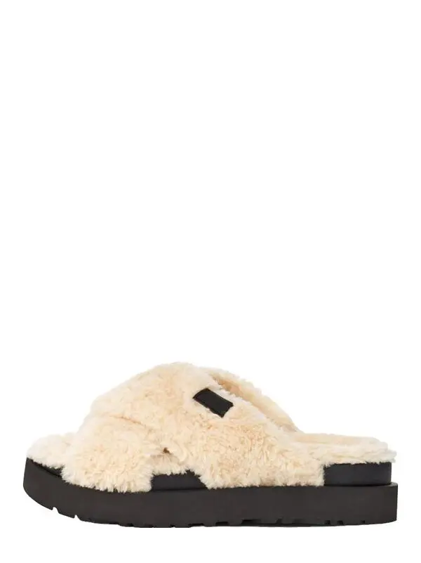 UGG Fuzz Sugar Cross Slide - Beige/black