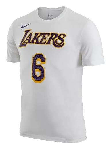 Nike Nba Lakers Lebron James No. 6 Casual Breathable Sports Short Sleeve White T-shirt - Multi-color