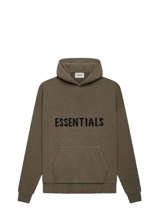 Fear Of God Knit Logo Hoodie - Brown