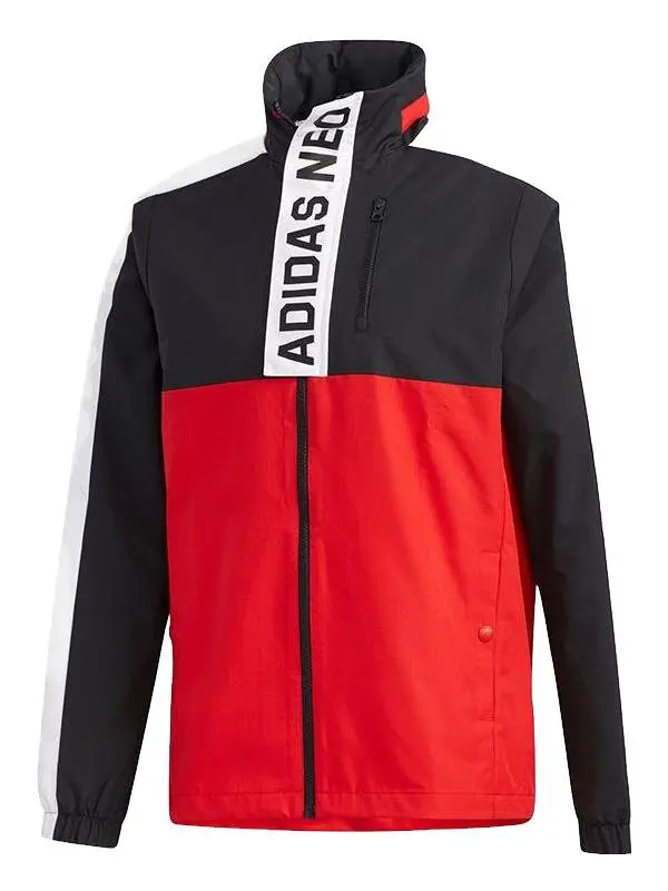 Adidas Colorblocked Hooded Zip-up Jacket - Light Red