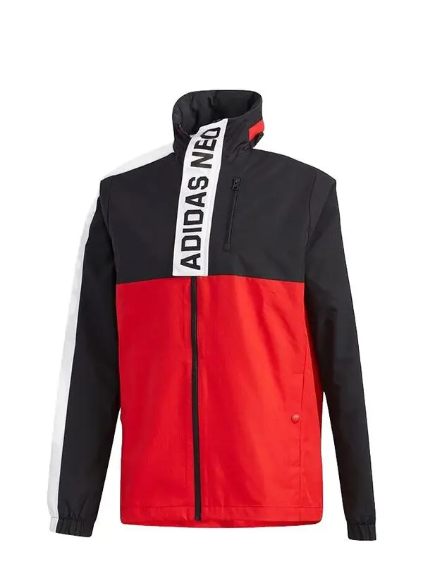 Adidas Colorblocked Hooded Zip-up Jacket - Light Red