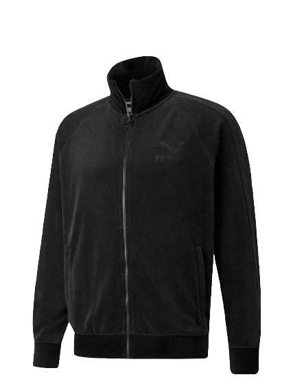 PUMA Iconic T7 Embroidered Logo Suede Stand Collar Jacket - Black