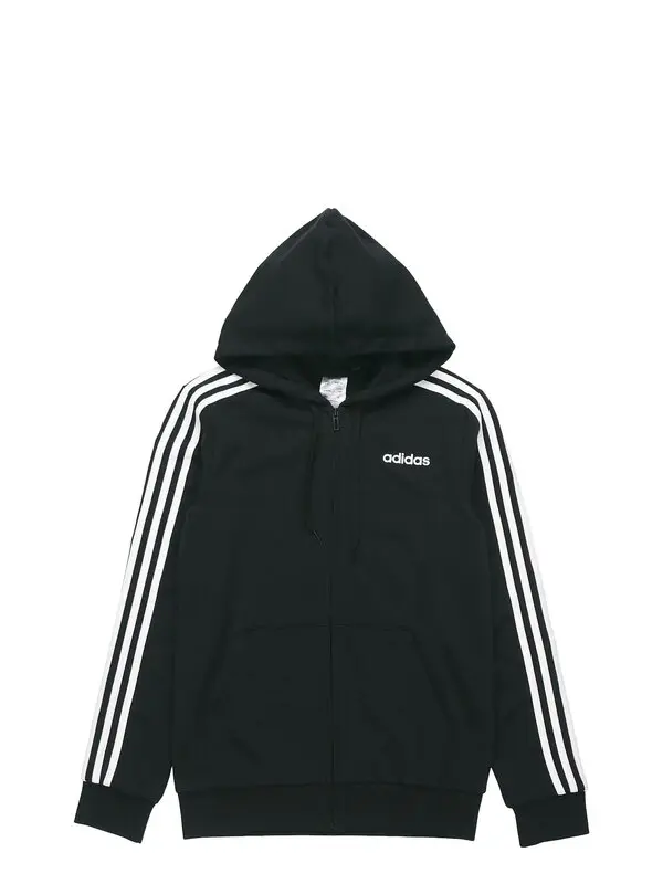 Adidas Knit Zipper Jacket With Logo And Sporty Stripes - Black