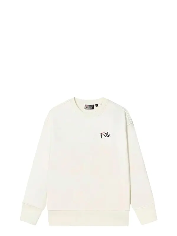 FILA Logo Print Crew Neck Sweatshirt - White