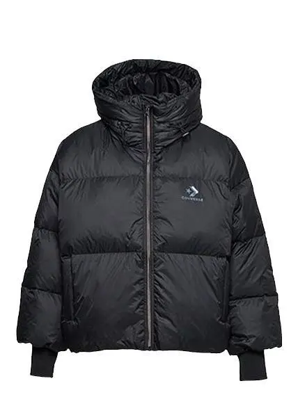 CONVERSE Short Down Fill Hooded Puffer Jacket - Black