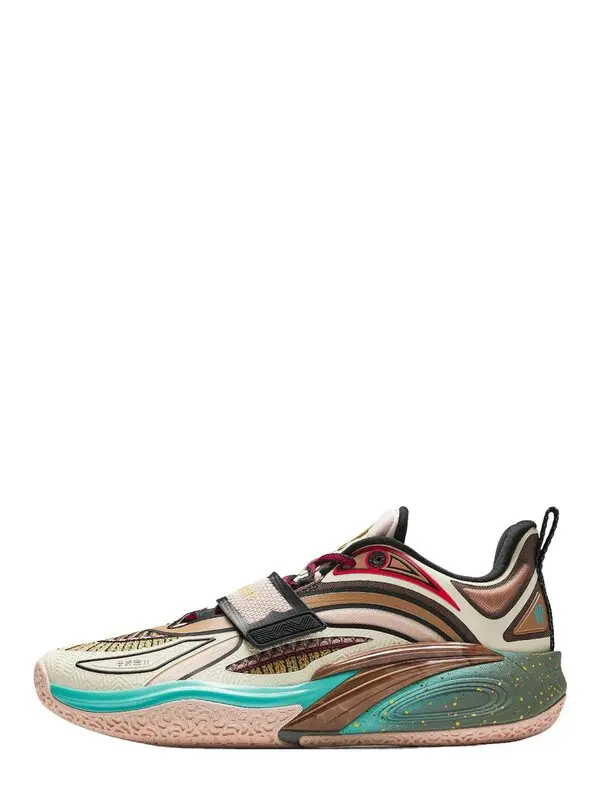 ANTA Kai 1 Embroidery Sneakers - Tan/mint Green/black
