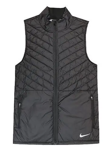 Nike Stand Collar Quilted Zipper Vest - Black