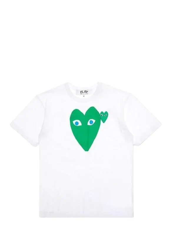 Play Comme Des Garcon Blue Eyed Green Heart Tee - White