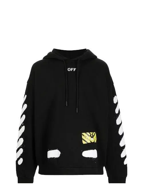 Off-White Splash Ink Graffiti Stripe Hoodie - Black
