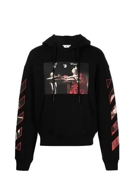 Off-White Caravaggio Diag Sleeve Hoodie - Black/red