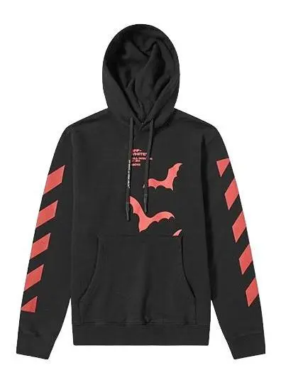 Off-White Bat Graphic Pullover Hoodie - Black
