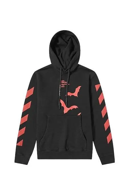 Off-White Bat Graphic Pullover Hoodie - Black