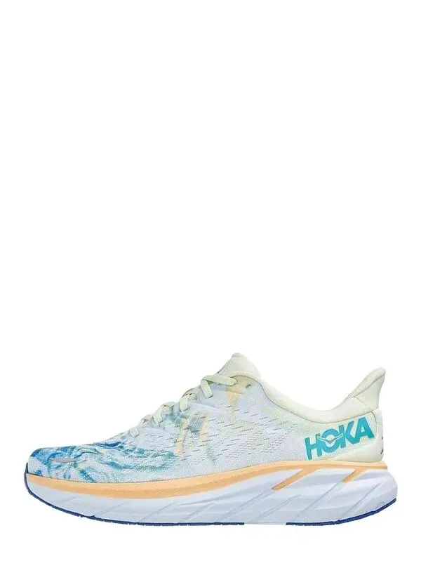Hoka One One Clifton 8 Athletic Sneakers - White/blue