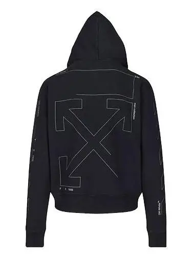 Off-White Back Logo Printed Hoodie - Black