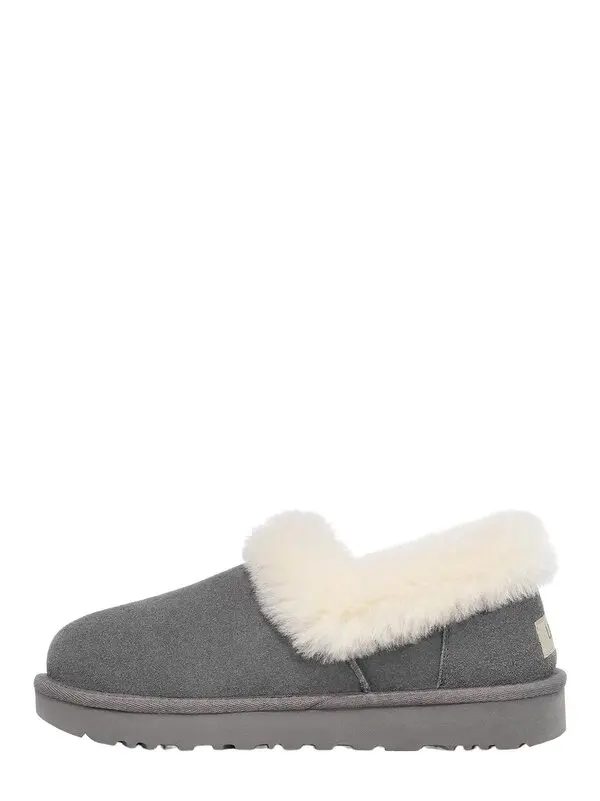UGG Slip On Slipper With Fur Trim - Gray