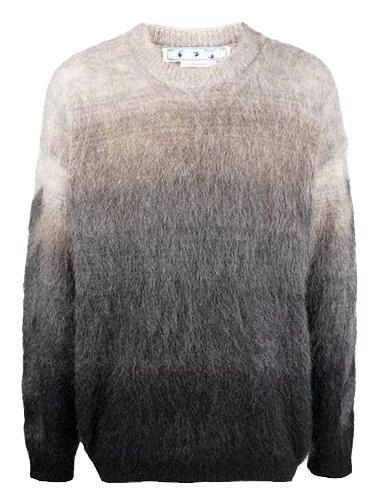 Off-White Gradient Pullover Wool Sweater - Grey