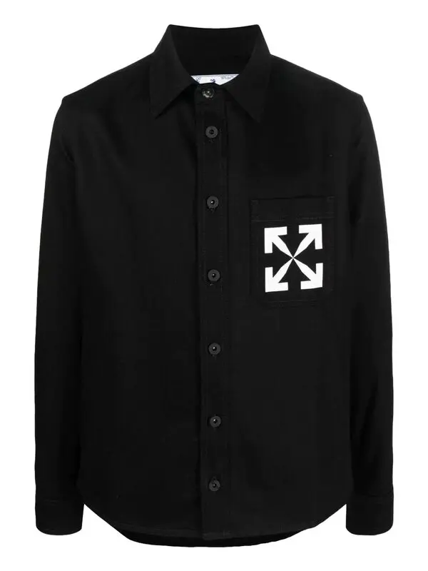 Off-White Ss22 Arrow Logo Pattern Denim Long Sleeves Shirt Black - Default Color