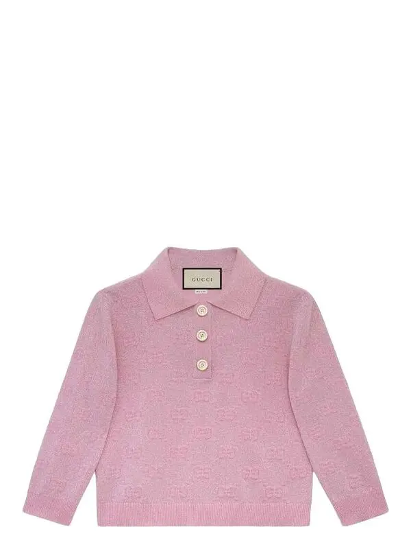Gucci Gg Shiny Wool Short Polo Shirt - Pink