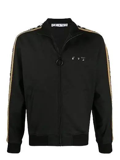 Off-White Striped Sleeve Zip-up Track Jacket - Black