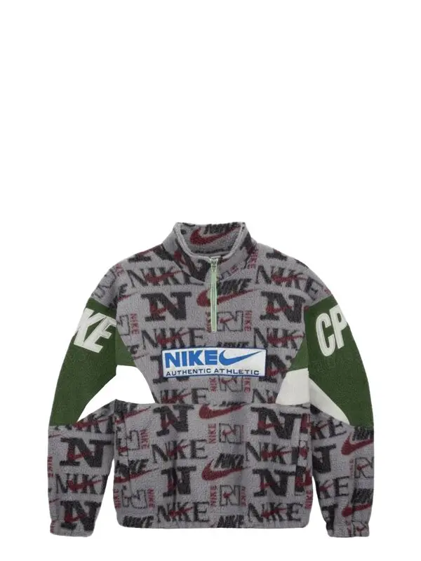 Nike Half-zip Logo Fleece Top - Grey/purple/green