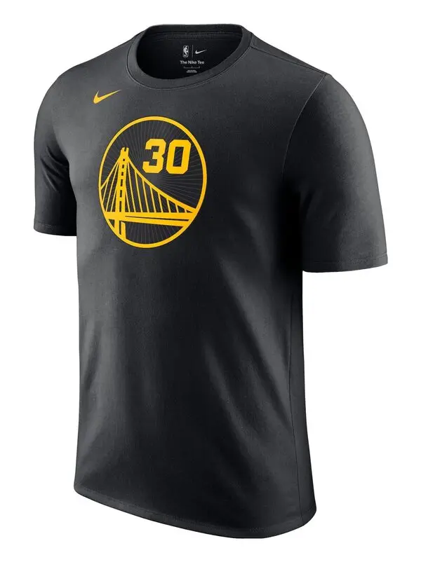 Nike Golden State Warriors Curry Numeric Alphabet Pure Cotton Round Neck Pullover Short Sleeve Black T-shirt - Multi-color
