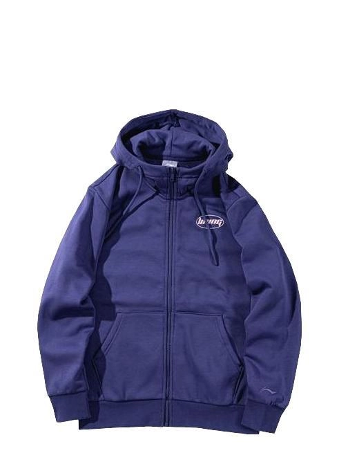 LI-NING Fleece Lined Logo Zipper Hoodie - Blue