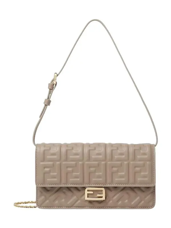 Fendi Baguette Wallet On Chain - Grey