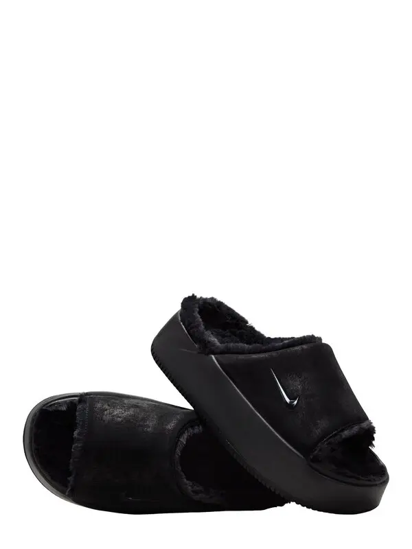 Nike Calm Elevation Fur Slides - Black