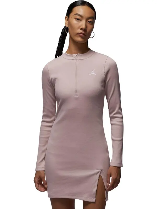 JORDAN Long Sleeved Knitted Dress - Fossil Lime/white