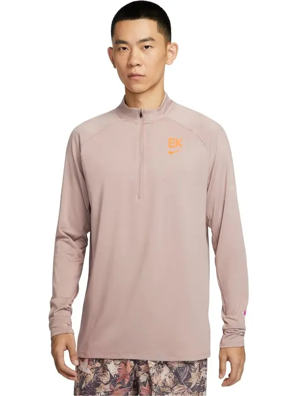 Nike Dri-fit 1/4 Zip Running Top - Malt/bright Ceramic