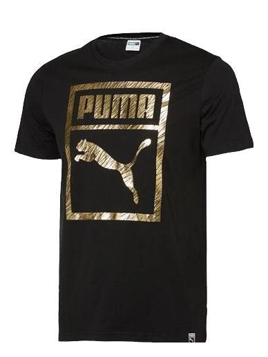 PUMA Bronzing Printing Casual Sports Round Neck Short Sleeve - Black