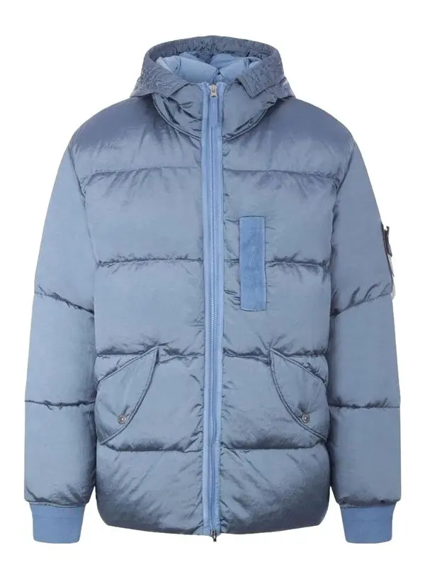 Stone Island Hooded Down Jacket - Mid Blue