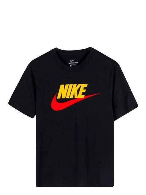 Nike Classic Logo Red Printing Round Neck Short Sleeve - Black