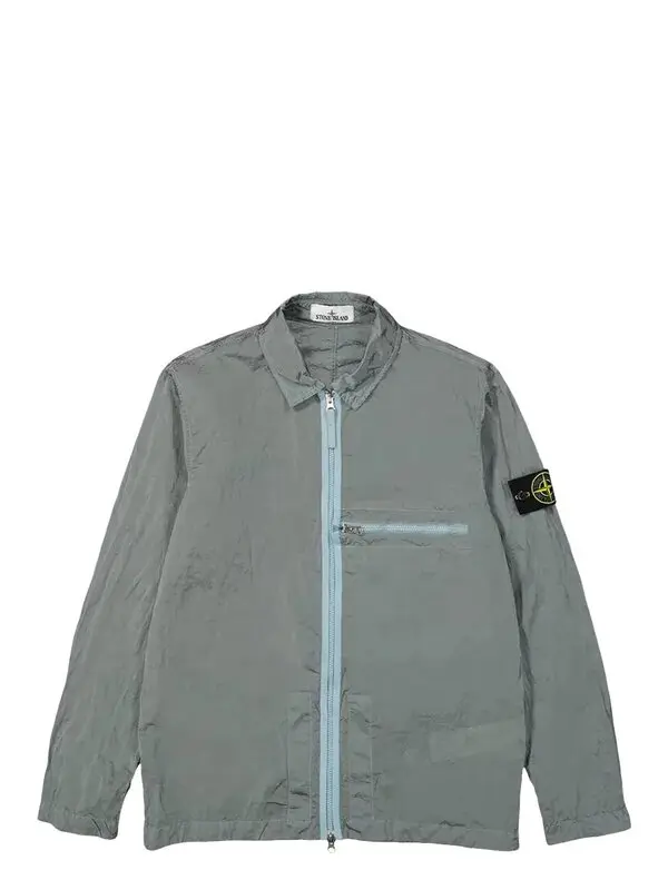 Stone Island Compass Patch Zip Up Jacket - Sky Blue