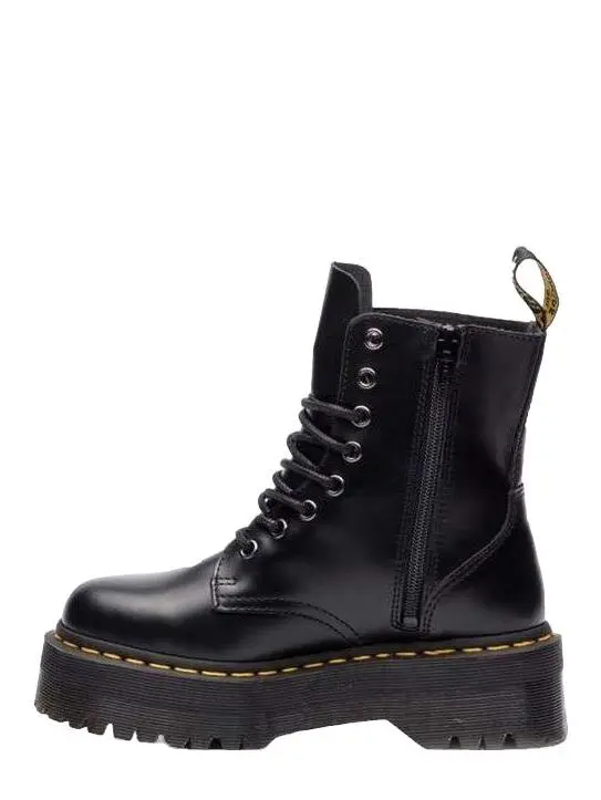 Dr. Martens Jadon Smooth Leather Platform Combat Boots - Black