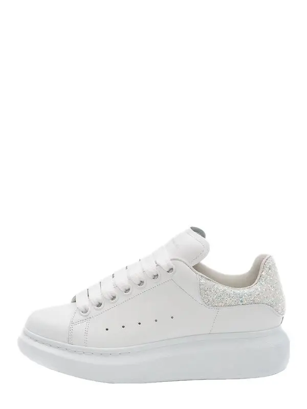Alexander McQueen Oversized Glitter Heel Sneakers - White/silver