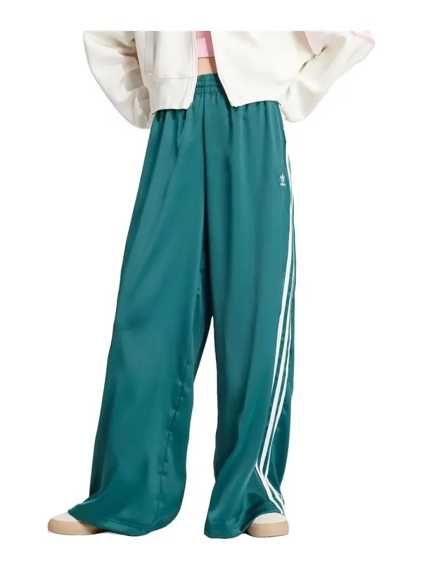 Adidas Adicolor Satin Wide Leg Track Pants - Collegiate Green