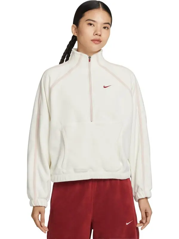 Nike Oversized Therma-fit 1/2-zip Fleece Top - Sail