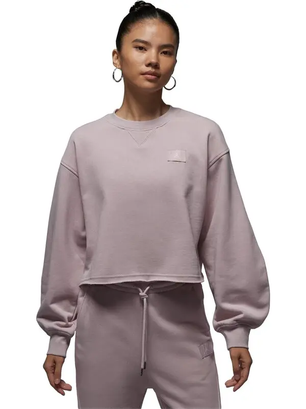 JORDAN Air Flight Fleece Crew Neck Sweatshirt - Particle Rose Red/very Light Rose Red