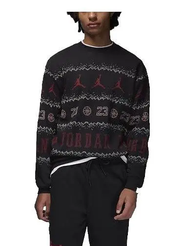 JORDAN Essential Holiday Fleece Crew - Gym Red/black