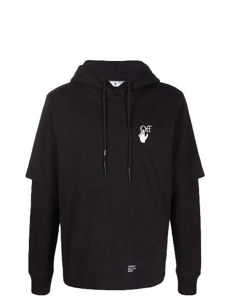 Off-White Black Double Layer Sleeve Hoodie - Multi-color