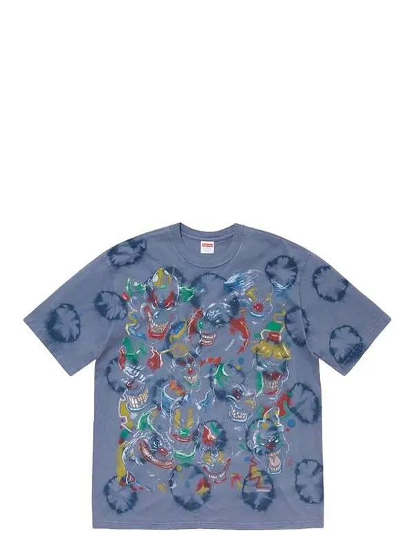 Supreme Fw19 Week 17 Clowns Tee Clown Printing Short Sleeve Navy - Blue
