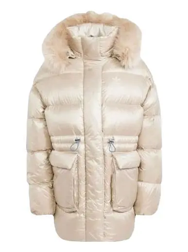 Adidas Puffed Long Fur Jacket - Wonder Beige