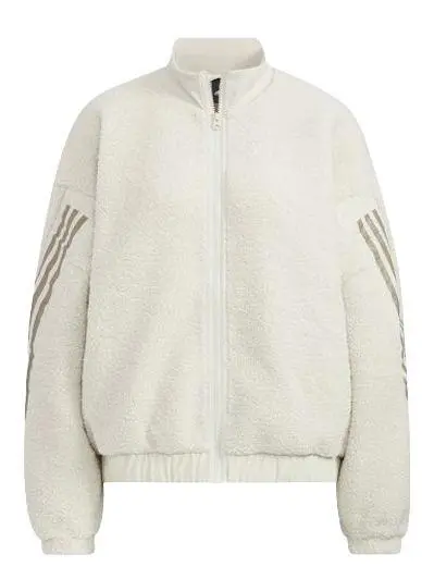 Adidas Fleece Zip Jacket With Sporty Stripes - Brown