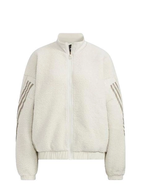 Adidas Fleece Zip Jacket With Sporty Stripes - Brown